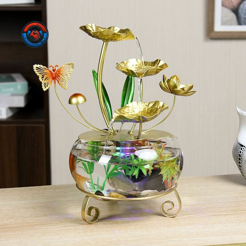 Настольный аквариум с LED подсветкой и циркуляцией воды, компактный декоративный аквариум для 2-3 рыбок, стильное украшение рабочего стола и интерьера