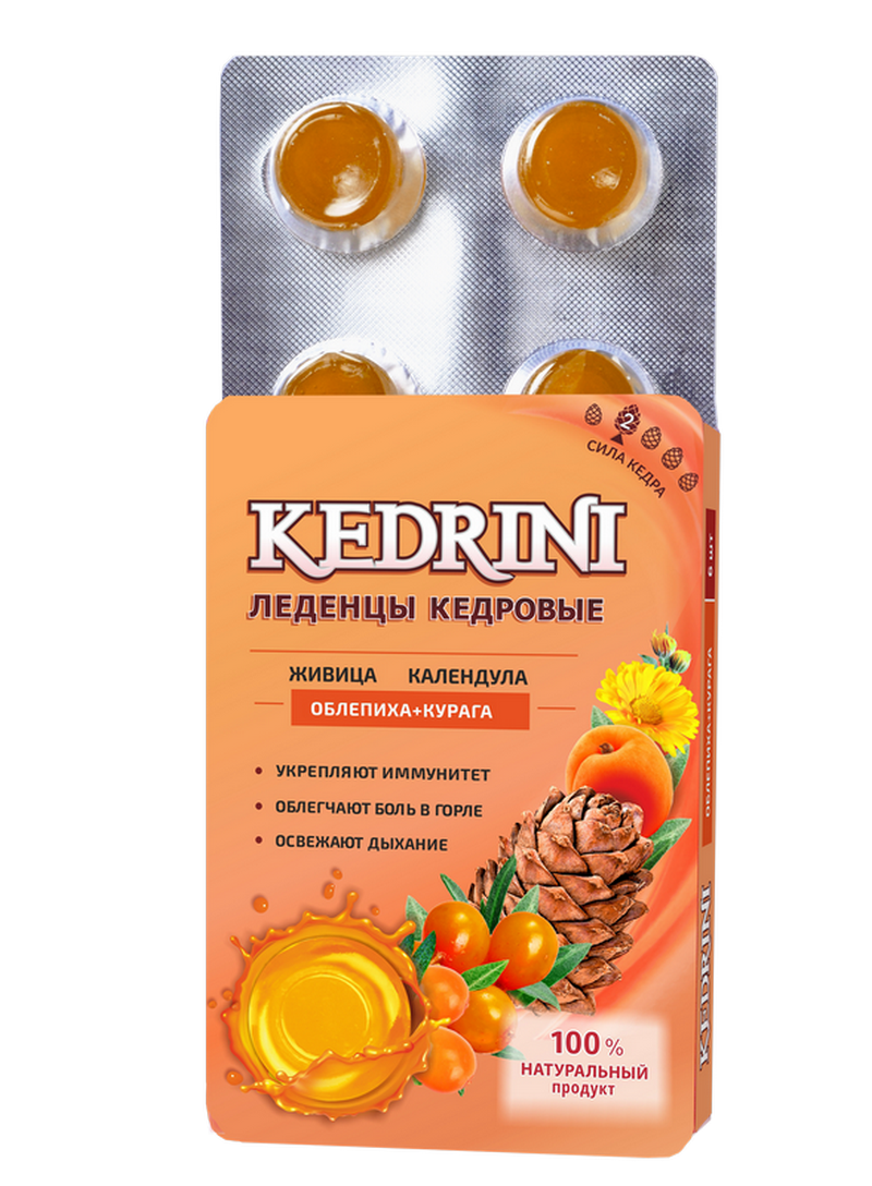 Кедровые леденцы Kedrini 'Облепиха и курага'