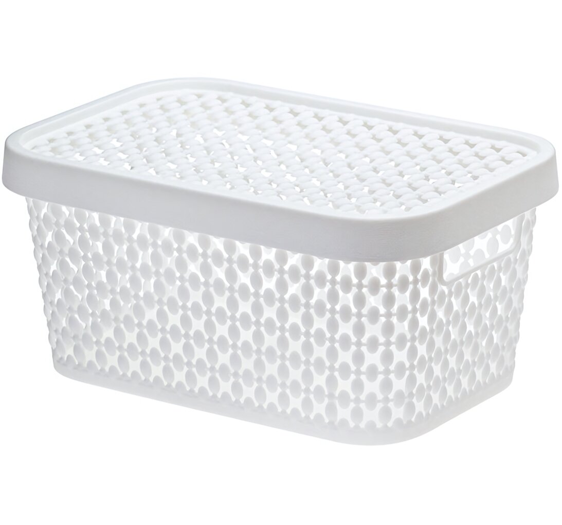 Коробка для хранения с крышкой "Пирула" 1,5л, 190х130х90мм, белая, пластик