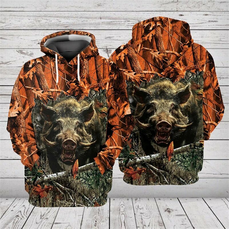 Мужская толстовка с капюшоном, 3D кабан, 4XL, Hoodie-FYA6963