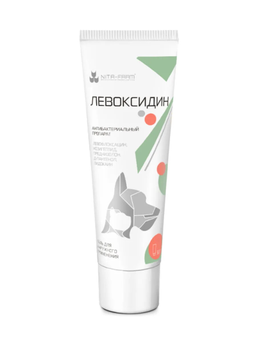 Гель Nita-Farm "Левоксидин", для кошек и собак, при кожных заболеваниях, 30г