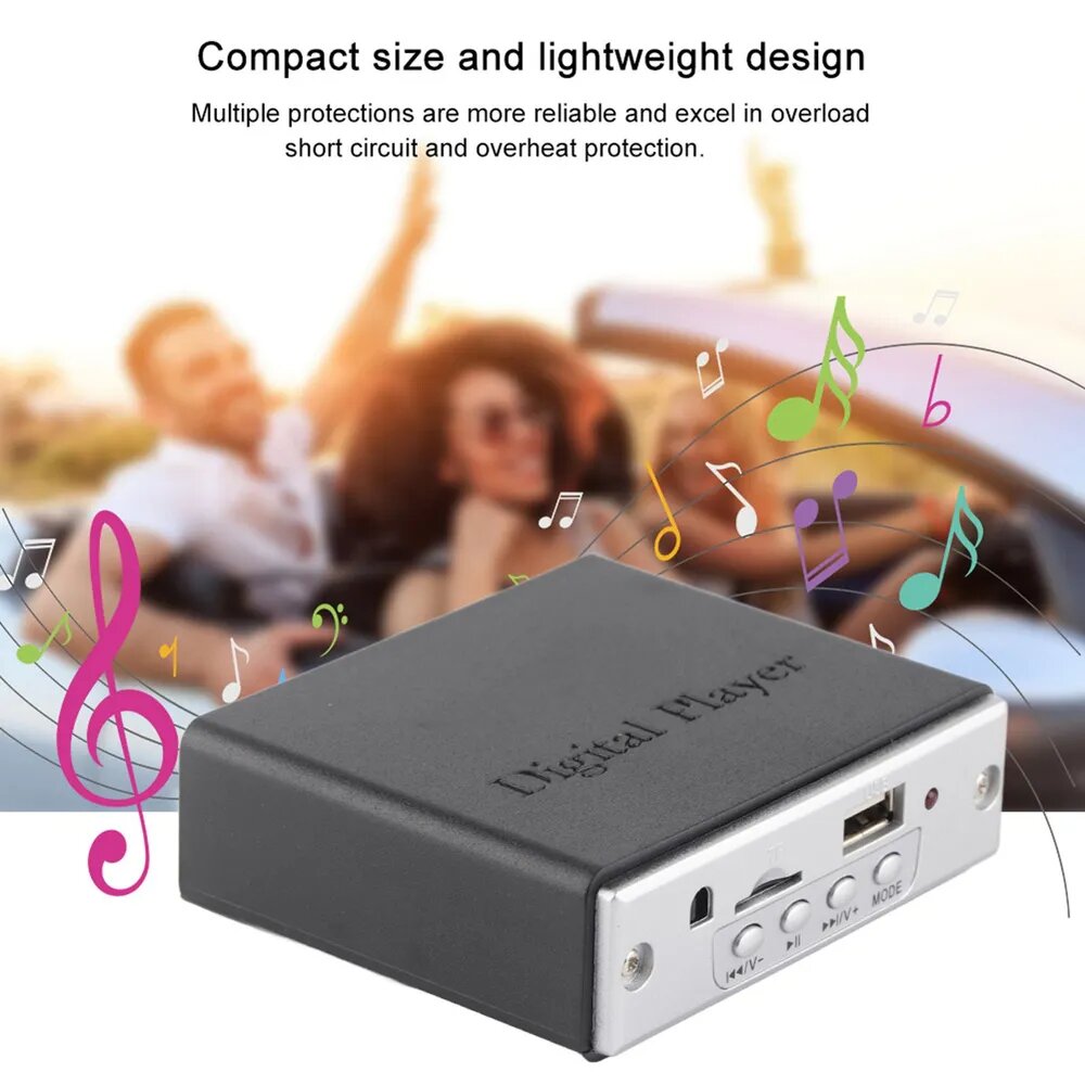 Аксессуар для автомагнитолы цифровой плеер, USB, MP3, TF карта, черный пластик — фото 1