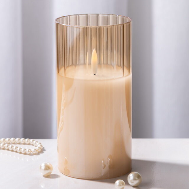 Светодиодная свеча с имитацией пламени Тотнес 15 см янтарная, стекло, на батарейках, таймер, Koopman, AX5383220