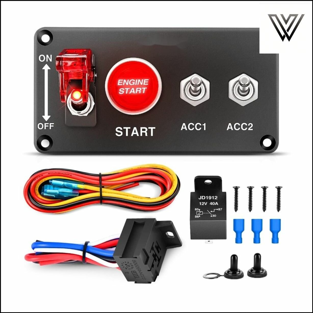 Поворотный переключатель на панели замка зажигания автомобиля 12 В 40 А с кнопкой включения двигателя-2 положения