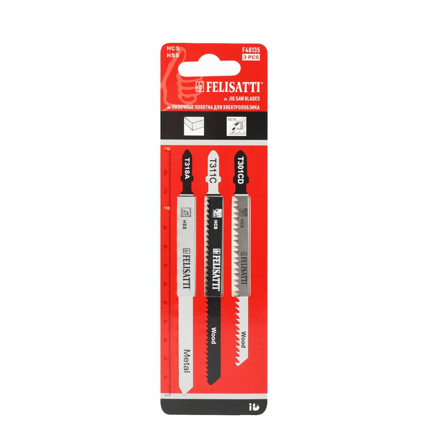FELISATTI Набор Пилки лобзиковые Wood+Metal 3шт (T301CD T311C T318A) 084.5.0.03
