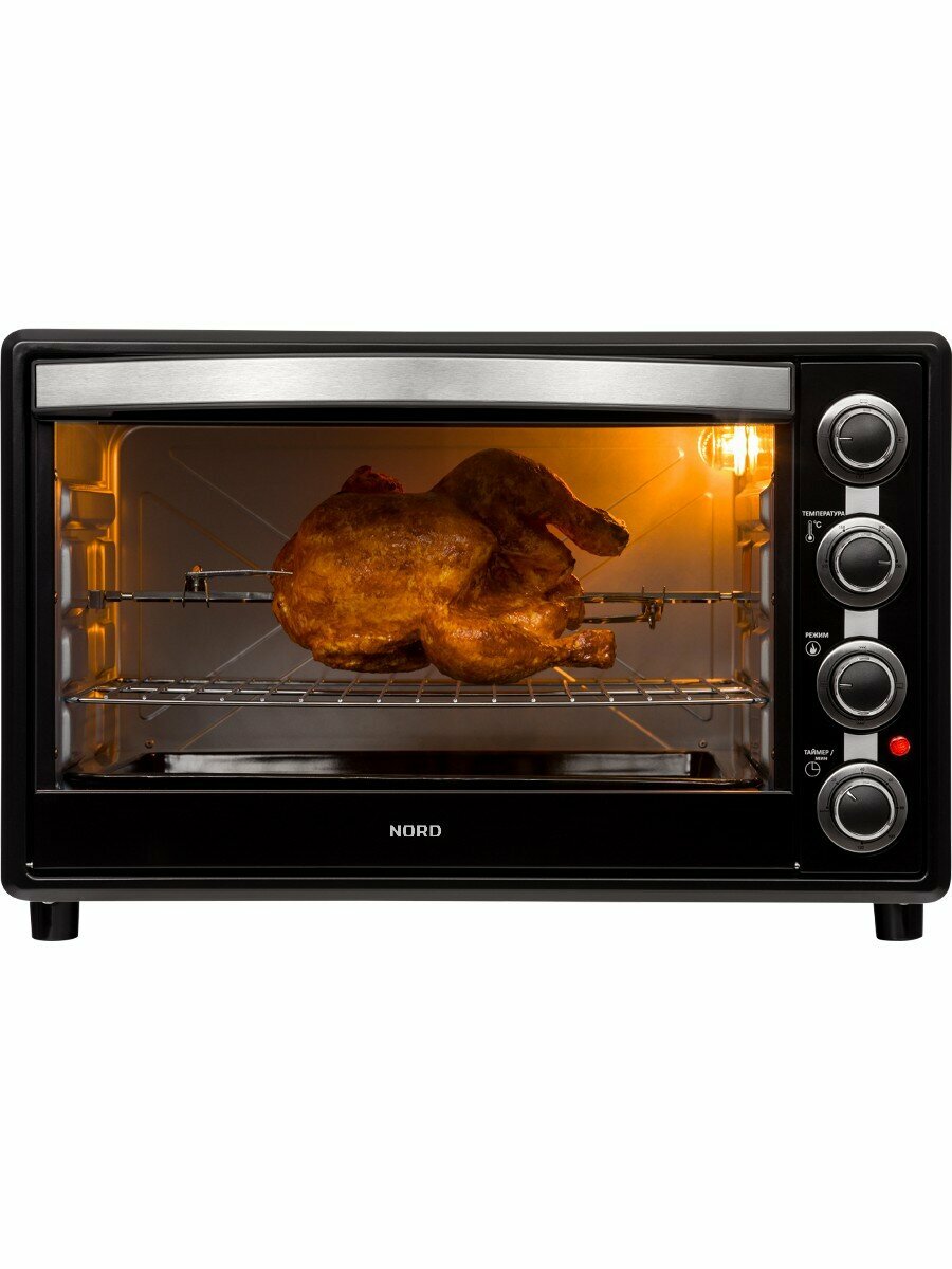 Мини-печь NORD RC 600 B электрическая, духовка электрическая настольная, 6 режимов, 60 л, цвет черный