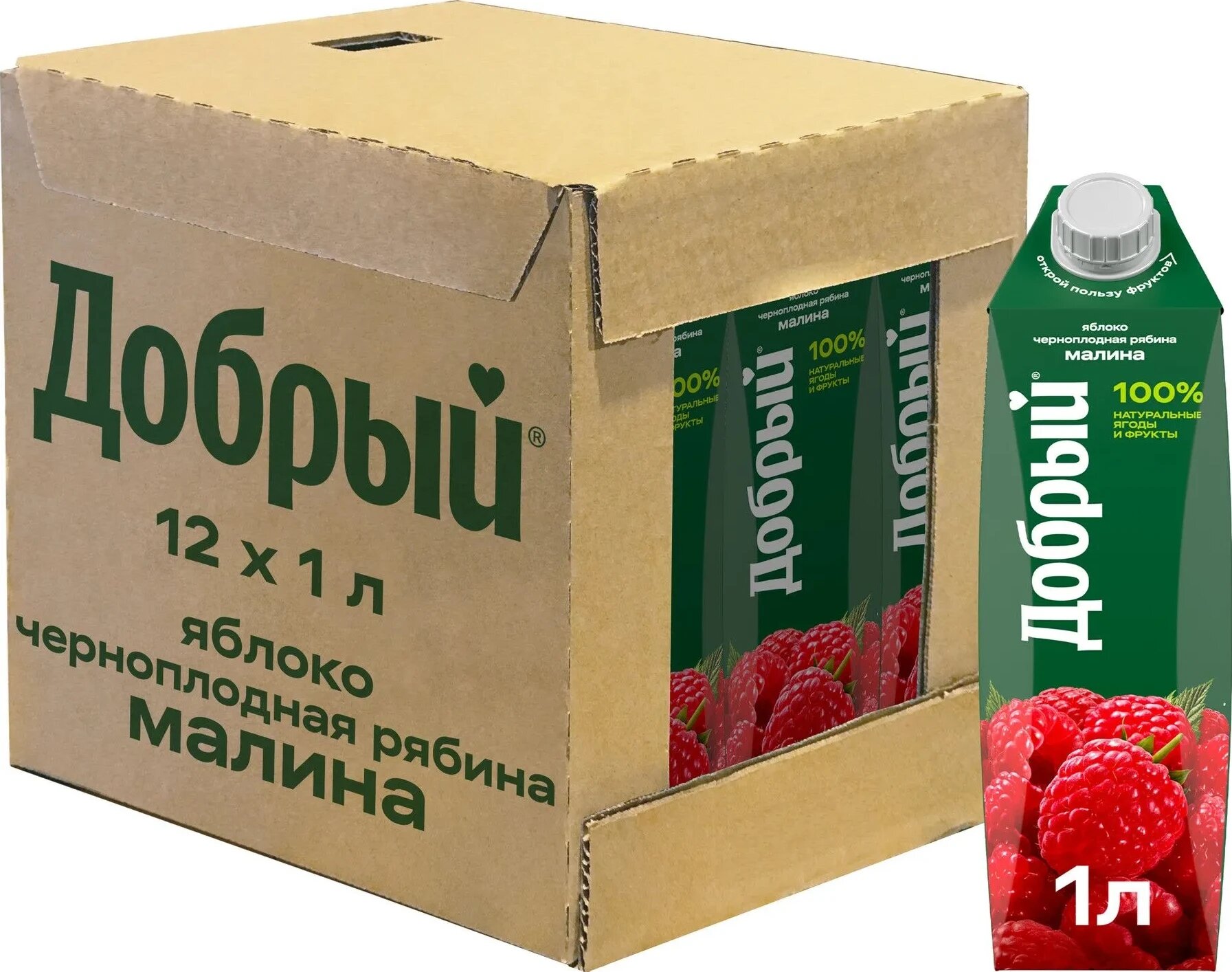 Добрый 1л. Малина/12шт. Добрый Соки и Нектары Производство - Россия