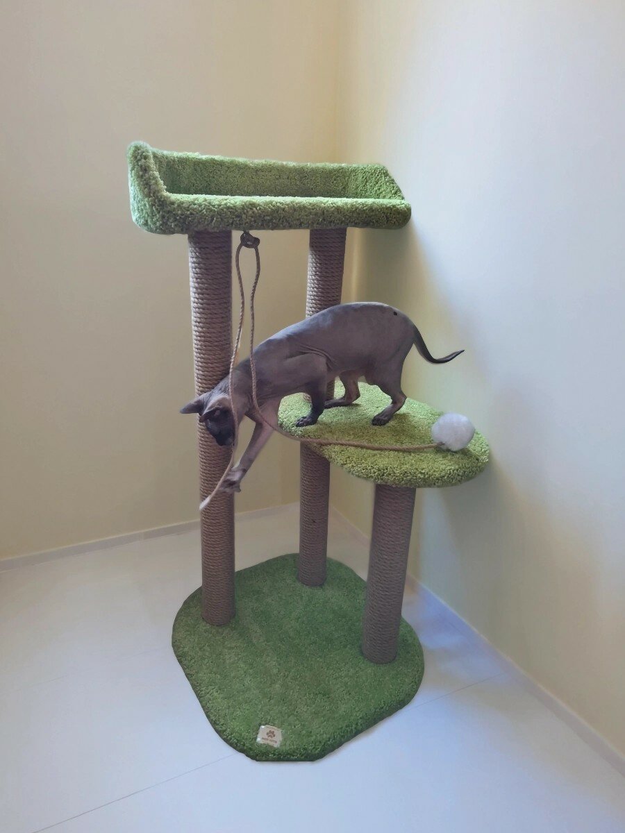 Когтеточка для кошек, Моя Котя, "Молочные реки", ковролин фисташковый, джут