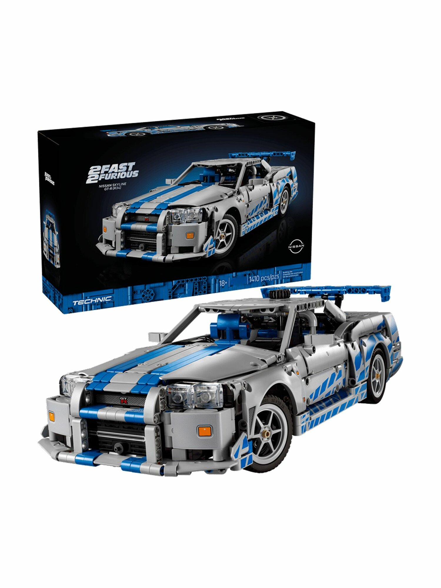Конструктор Техник набор "Ниссан Скайлайн GT-R R34" 1410 деталей, спортивная машина technology ( модель racing спорткар болид / creator technic подарок для мальчиков )