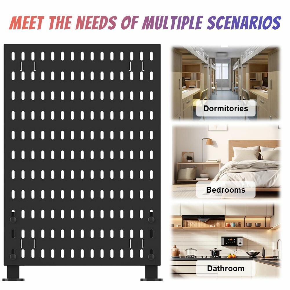 Перфорированная стеновая панель и неперфорированный стеллаж для хранения в кабинете, гостиной, детской