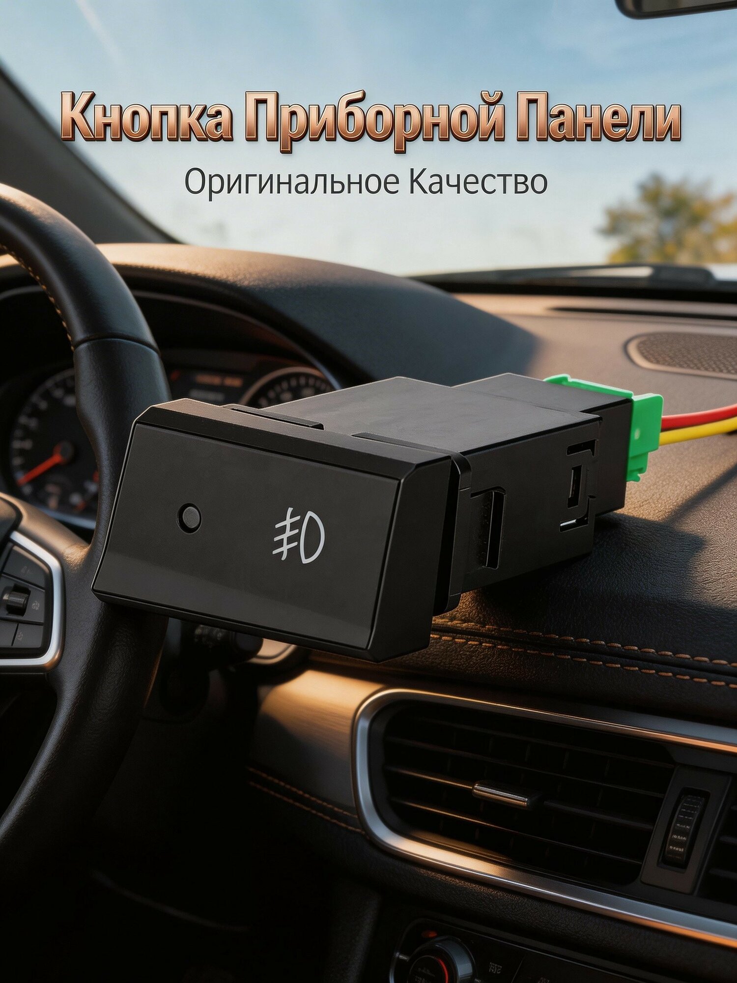 Кнопка птф 6 пин для приборной панели Hyundai Accent, с фишкой и черный переключатель противотуманных фар