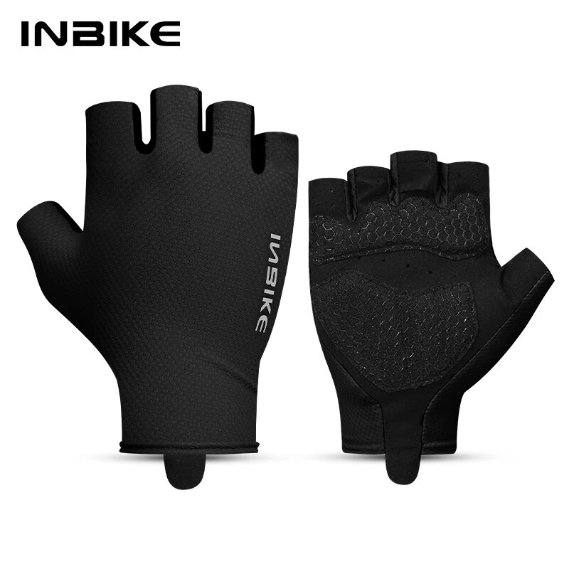 Велоперчатки INBIKE полупальцевые черные XL