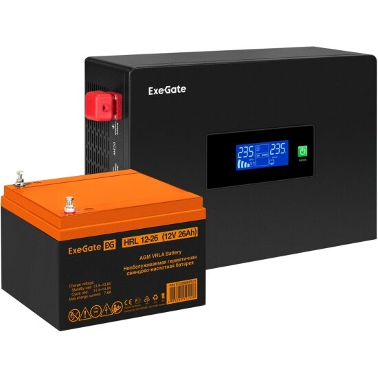 Комплект ИБП Exegate IdealSine SR-1000. LCD.2SH + Батарея 26Aч, 1 шт. 1000VA/1000W, EX297404RUS