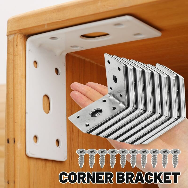 Угловой L-образный кронштейн с винтами, 2 шт. для крепления полок, мебели и ремонта в доме и офисе — простой монтаж
