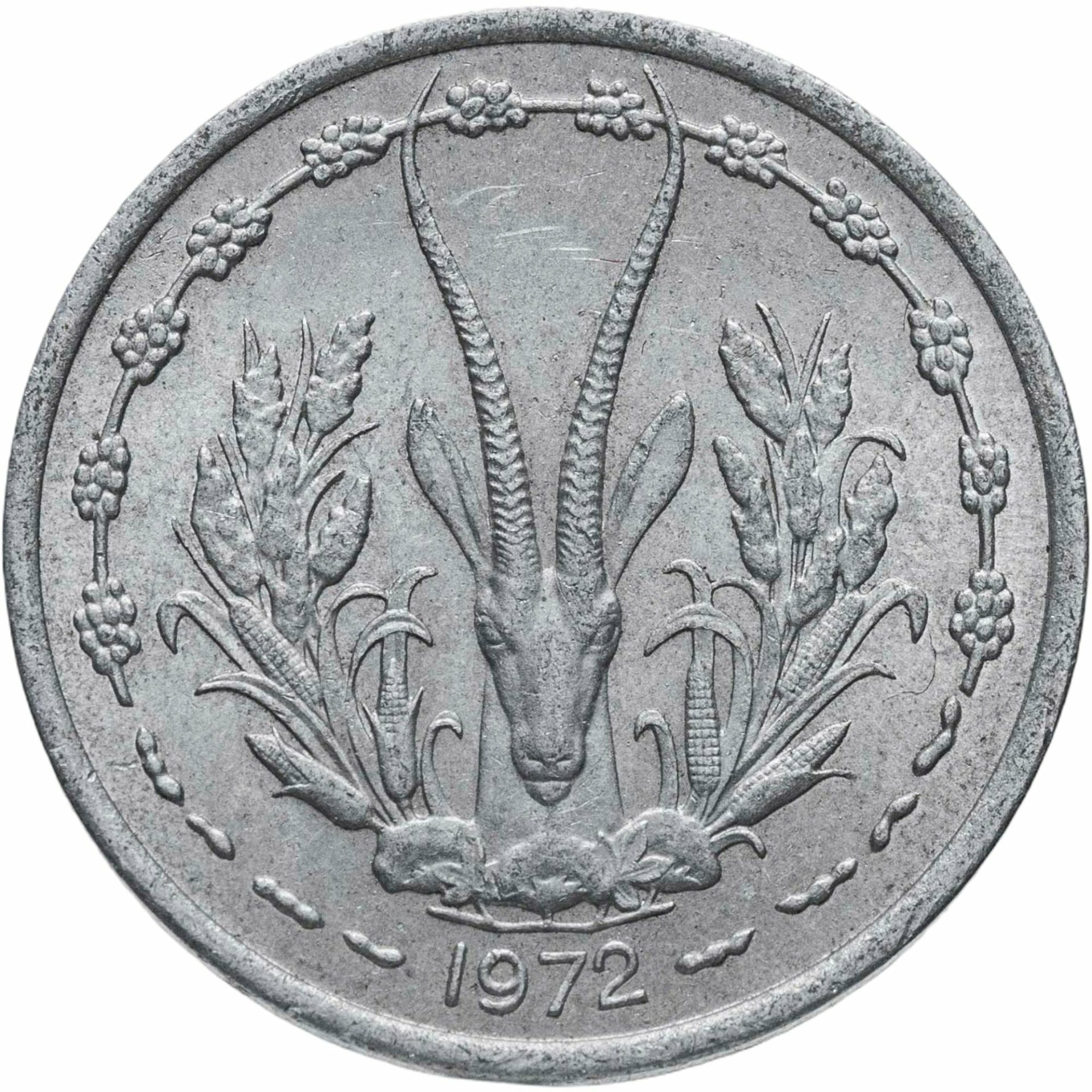 Западная Африка BCEAO 1 франк franc 1972, Алюминий, в сохранности XF-AU