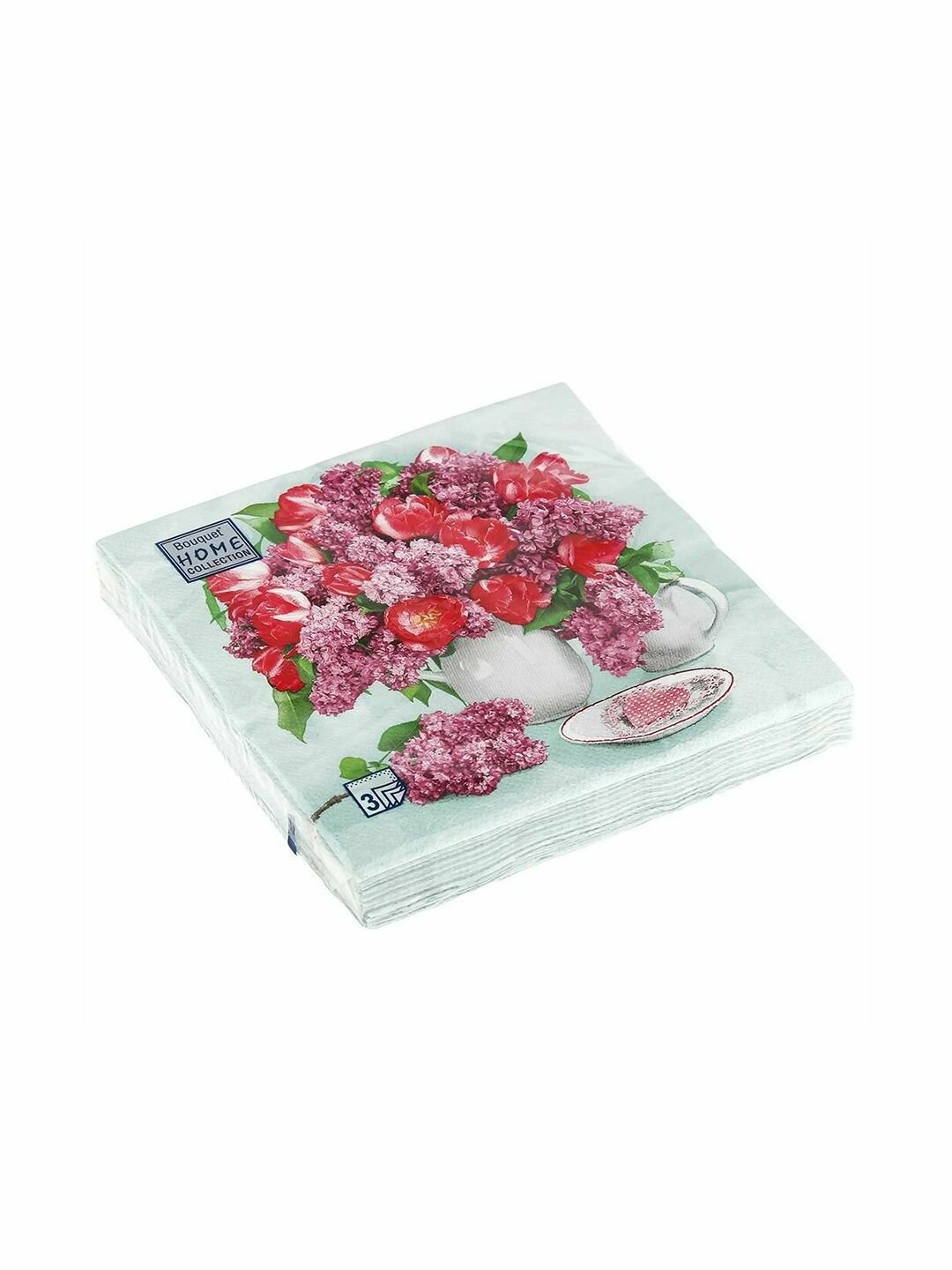 Салфетки бумажные трехслойные "Art Bouquet Home Collection" Натюрморт с цветами, 33х33 см, в пачке 20 штук