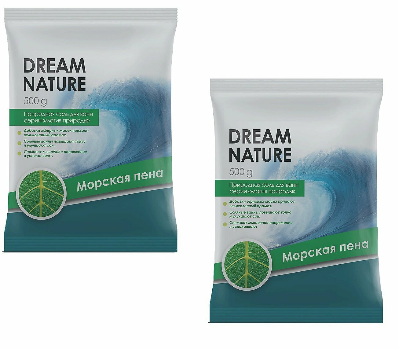 Природная соль Dream Nature для ванн Морская пена цветная ароматизированная, 500г 2шт