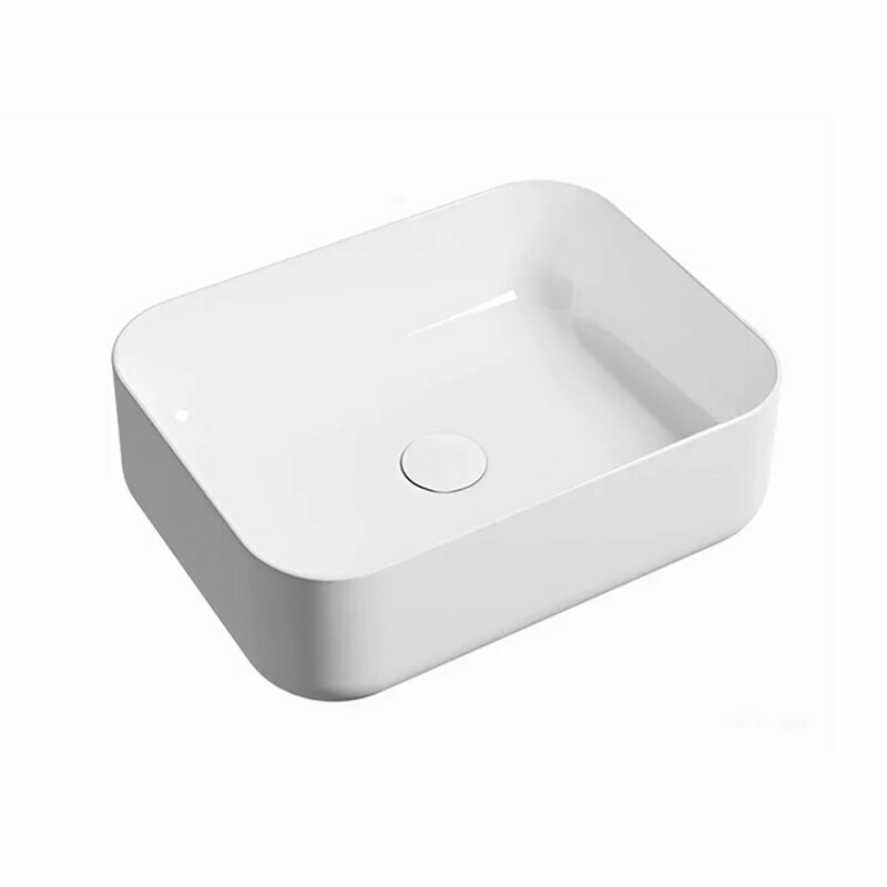 Накладная раковина Plumberia Selection Ixo ceramica 50 накладная, без отверстия под смеситель, фарфоровая, прямоугольная, раковина для ванной, белая, глянцевая