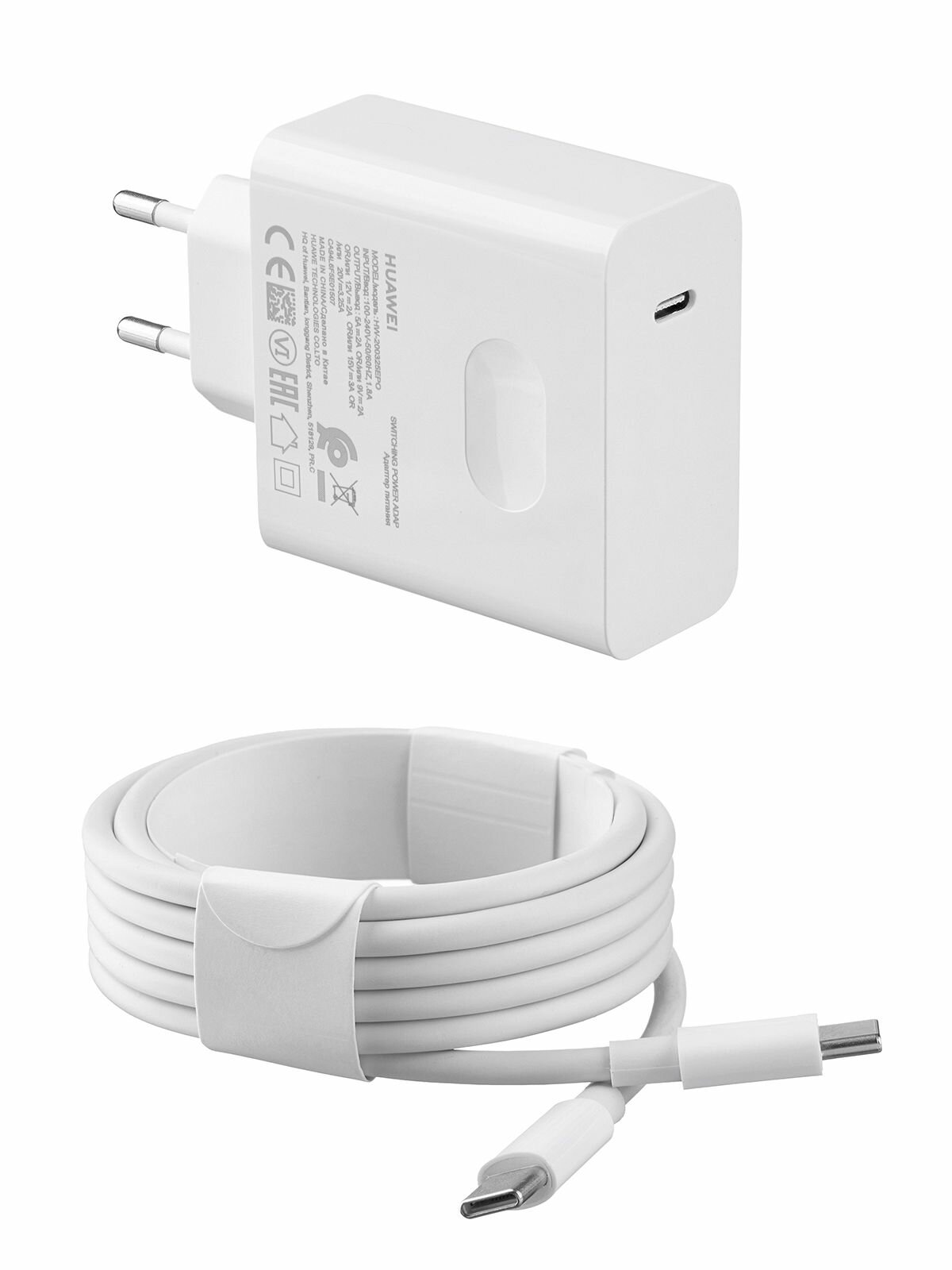 Зарядка для ноутбука Huawei Type-C 65W (5V-2A, 9V-2A, 12V-2A, 15V-3A, 20V-3.25A), блок питания HW-200325EP0, белый