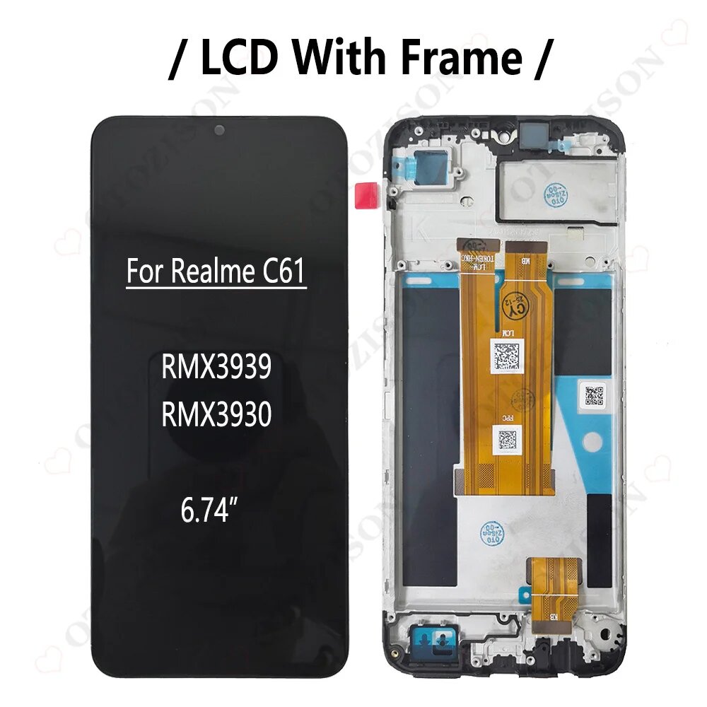Дисплей с рамкой для Realme C61 (RMX3930, RMX3939) Black