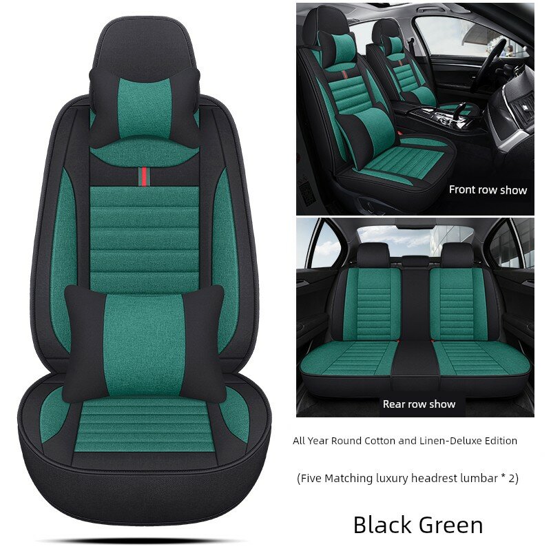 Полное покрытие льняные чехлы для сидений Honda Fit 2012-2016, Премиум версия с подголовником и поясничной подушкой,