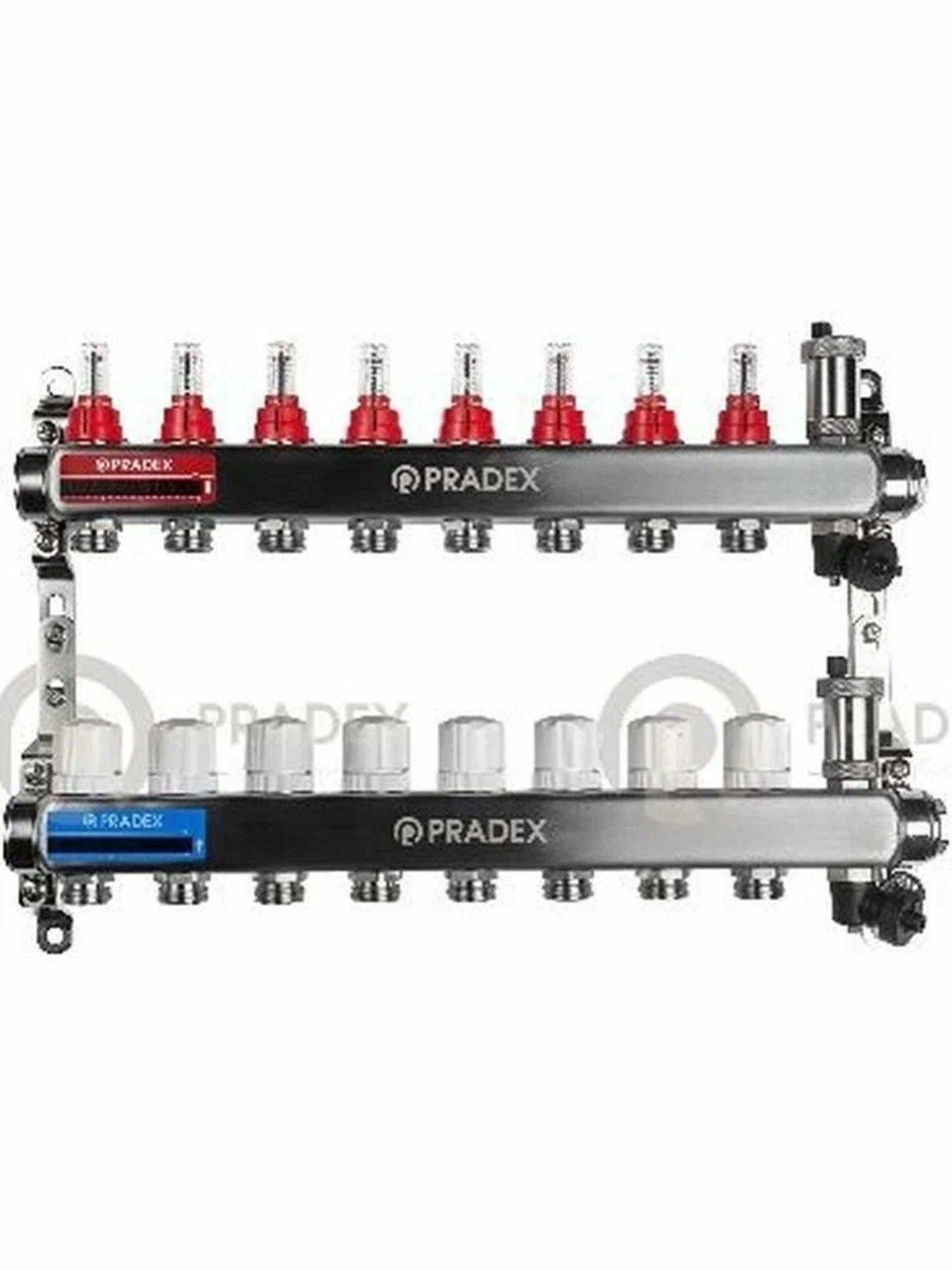 Коллекторный блок PRADEX SS0301 1"- 3/4х8 D1Air c регулирующими клапанами и расходомерами