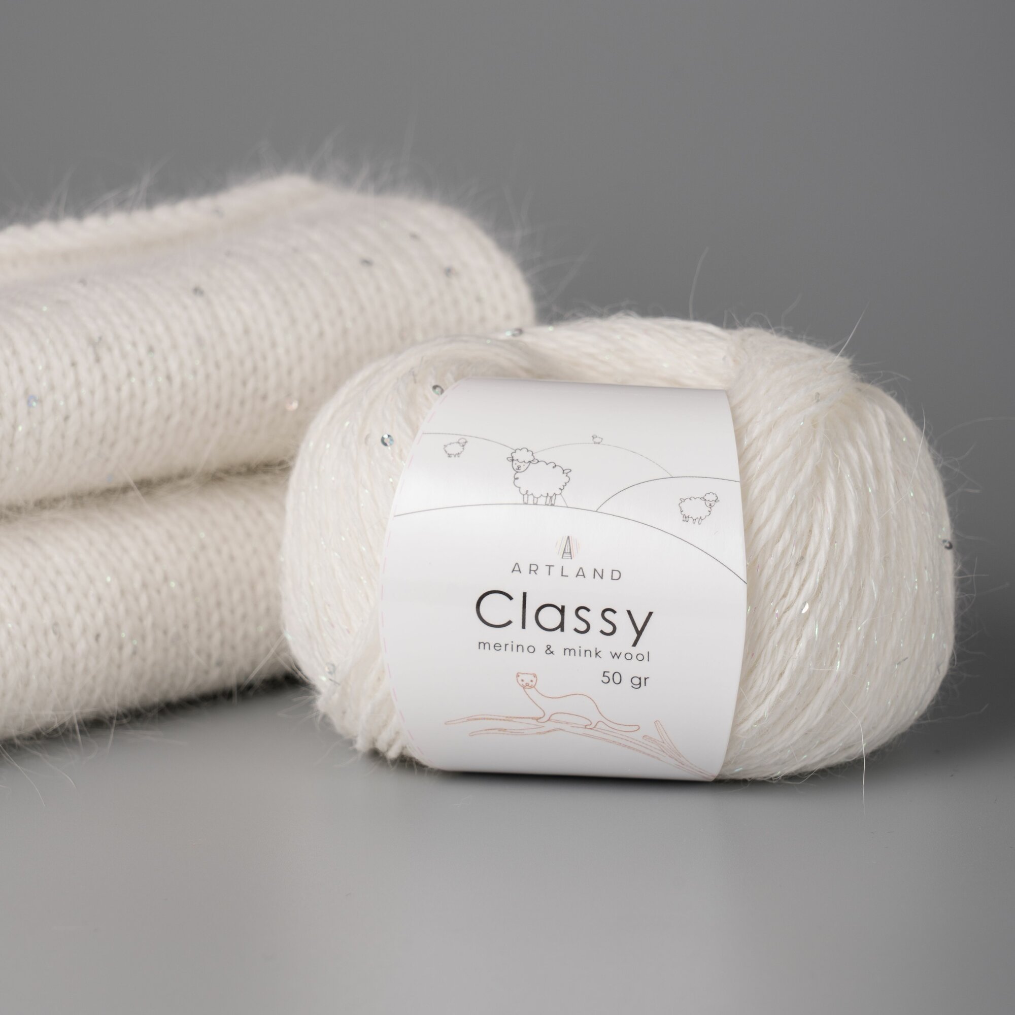 Пряжа для вязания Artland Classy 2 мотка (240 м, 50 гр), цвет 10 белый