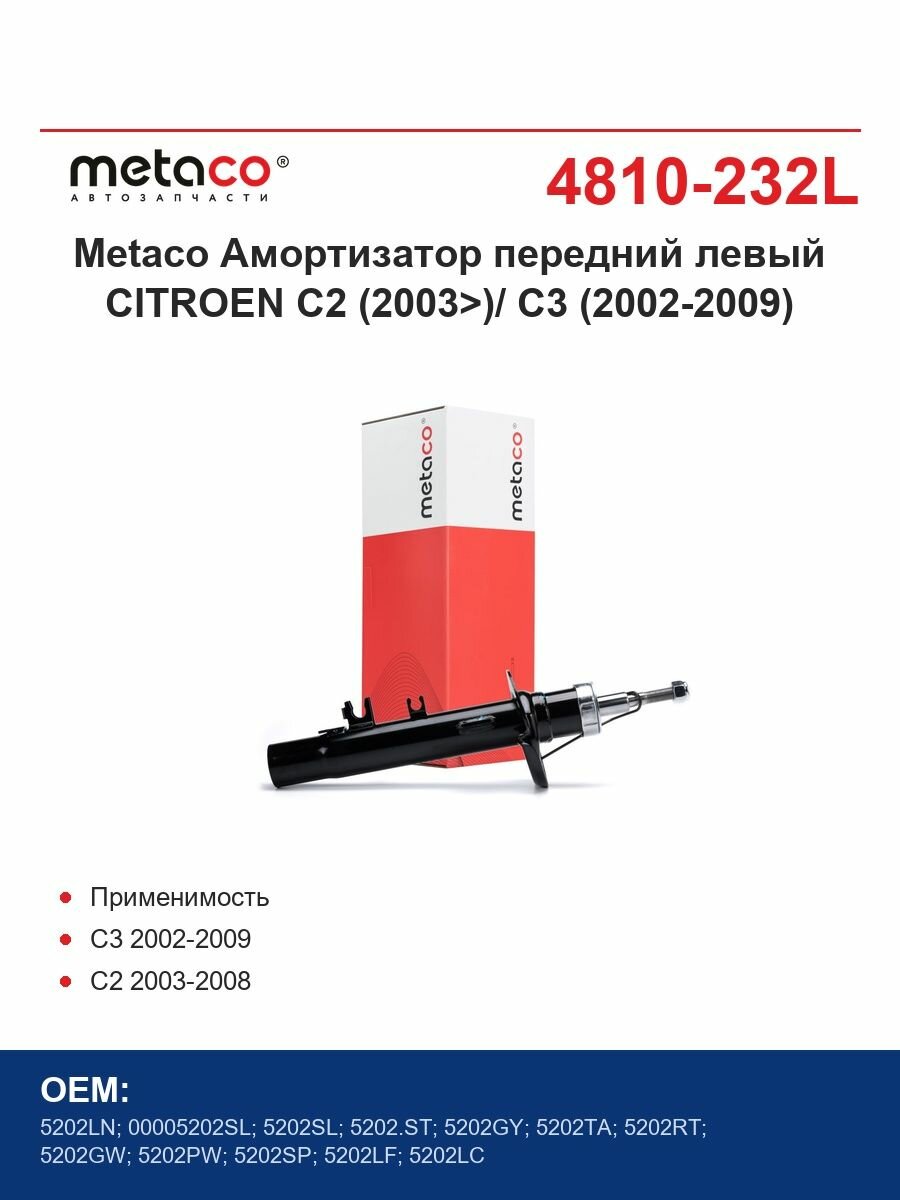 Metaco Амортизатор передний левый CITROEN C2 (2003>)/ C3 (2002-2009)
