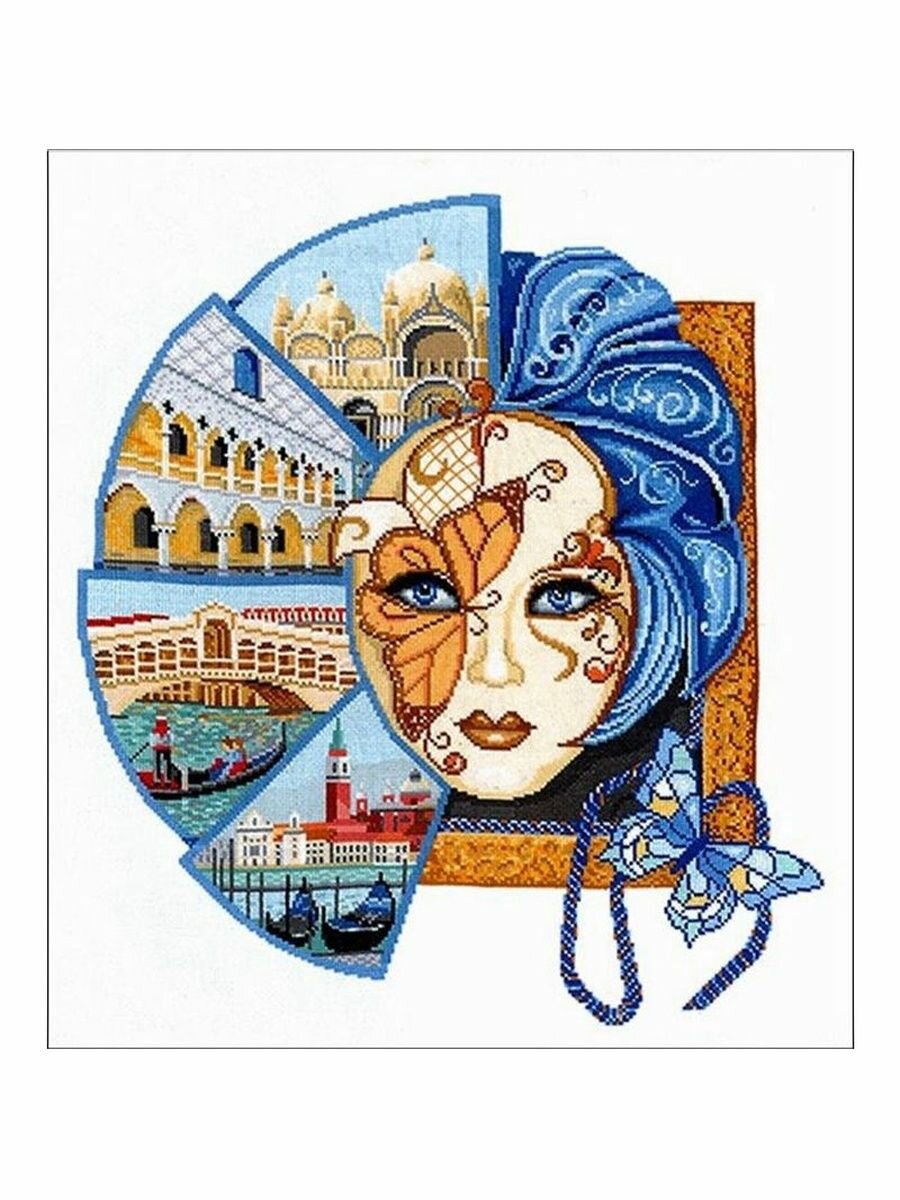 Hаборы для вышивания крестом Amishop "B-29 Venetian Mask" Копия, 221 x 254 стежка, 35 x 40 см, 48 цветов, 16CT Aida