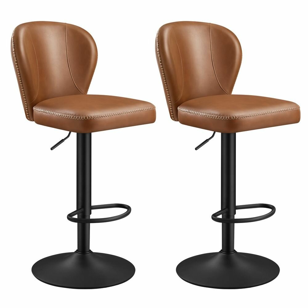 Комплект из 2 барных поворотных стульев VASAGLE EKHO - 42 x 49 x (94-115) см, из искусственной кожи, цвет карамельно-коричневый, LJB097K01