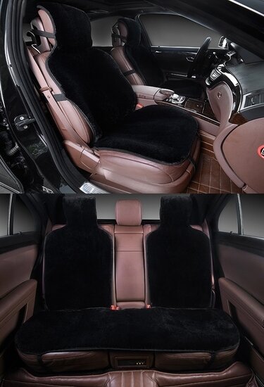 Меховые накидки для BMW X1 X2 X3 X4 X5 X6 X7 / БМВ 1, 2, 3, 4, 5, 6, 7 серии и др. на весь салон короткий ворс, Черный