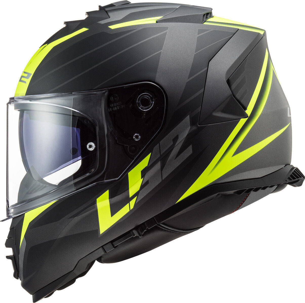 Шлем для мотоцикла ( мотошлем интеграл ) LS2 FF800 STORM Nerve Matt Black Hi-Vis Yellow XL