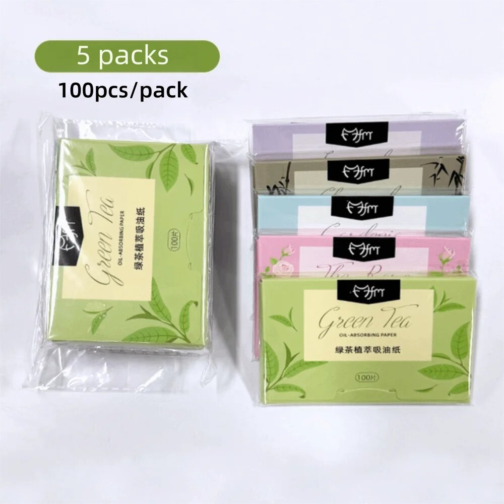Матирующие салфетки для лица Green Tea & Flowers 5 упаковок