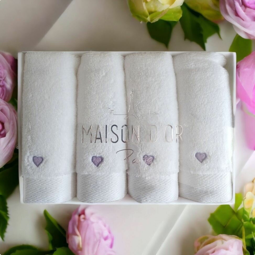 Набор полотенец Maison D"or Soft hearts сиреневый 4 шт. 30*50
