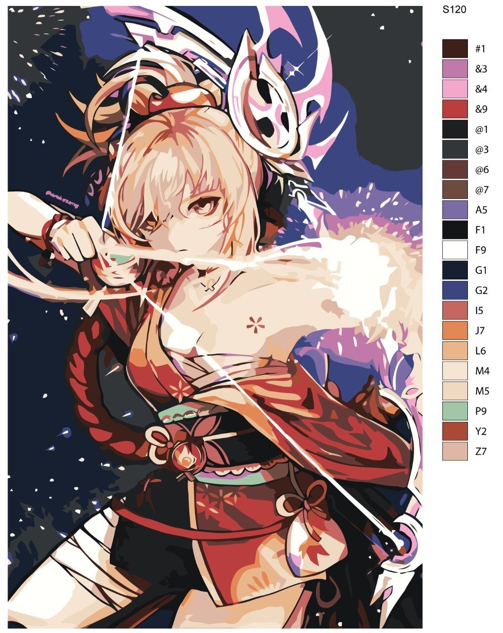 Картина по номерам S120 "Компьютерная игра - Genshin Impact (Геншин Импакт). Ёимия" 80x120