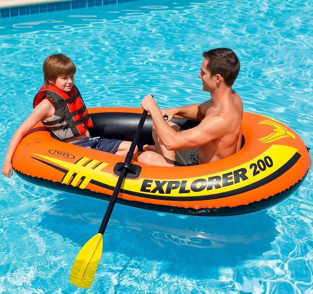 Надувная лодка Intex Explorer 200, насос, весла, 185x94x41 см