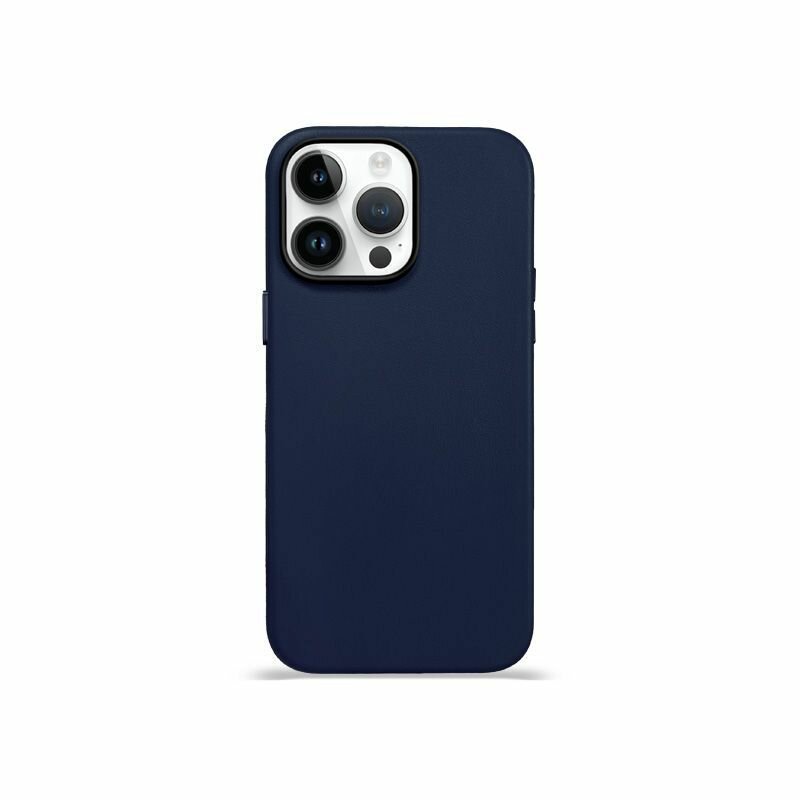 Чехол кожаный MAG NOBLE c поддержкой беспроводной зарядки iPhone 14 Pro Max, темно-синий