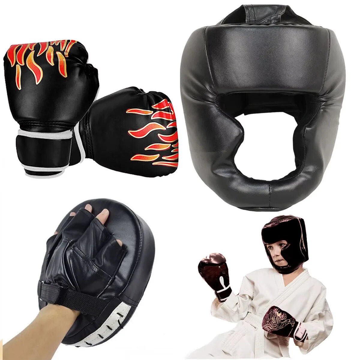 1 Пара Детских Кожаных Боксерских Перчаток Для Тренировок И Спаррингов, B Child Boxing 3set