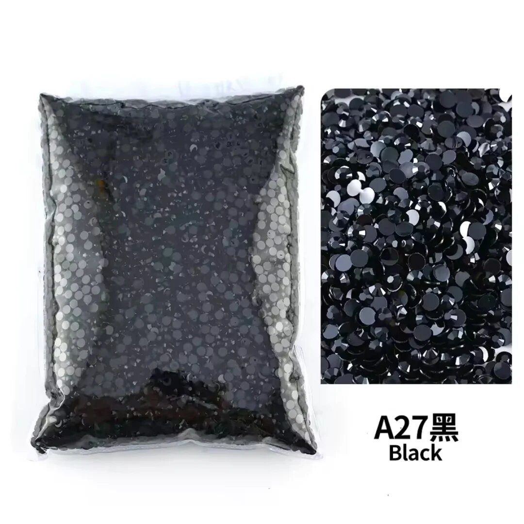 Смоляные стразы 2-6 мм, круглые, плоское дно Черный, 3mm SS10-10000pcs, black27