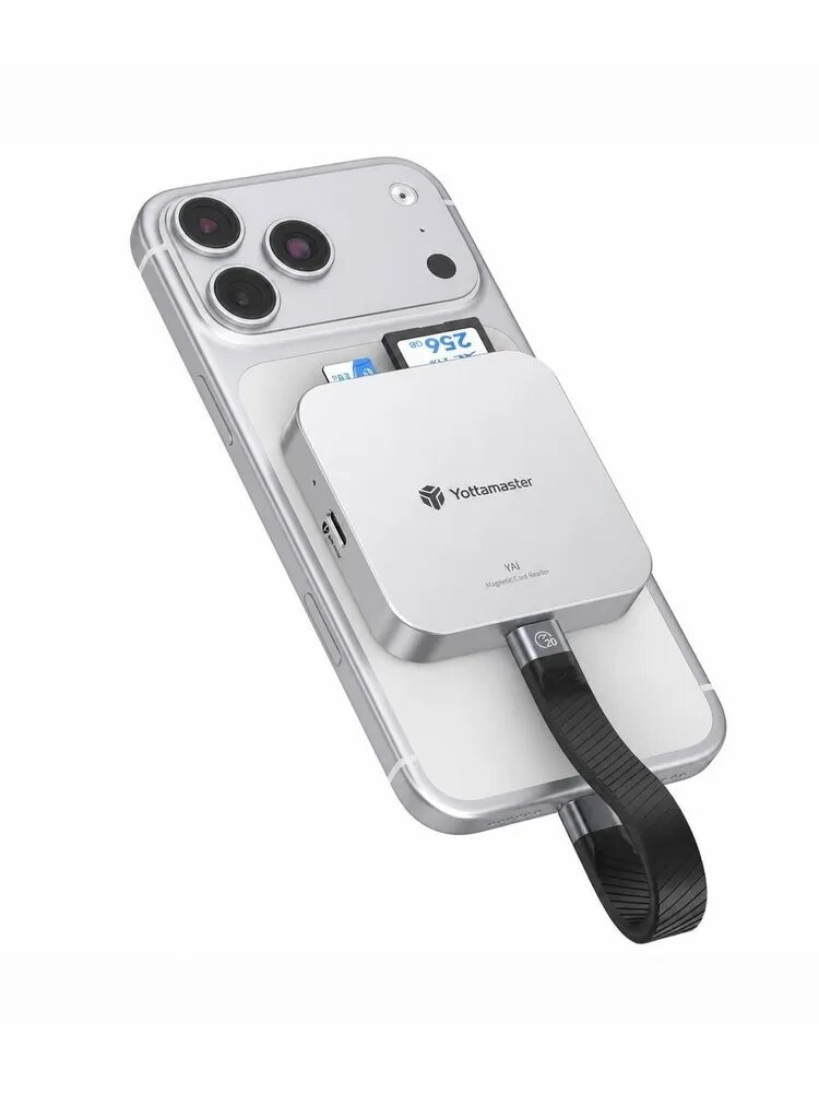 Док-станция-кардридер Yottamaster YAI5 USB-C, сверхтонкий, SD/TF 5 Гбит/с, PD 100 Вт, магнитный, алюминий