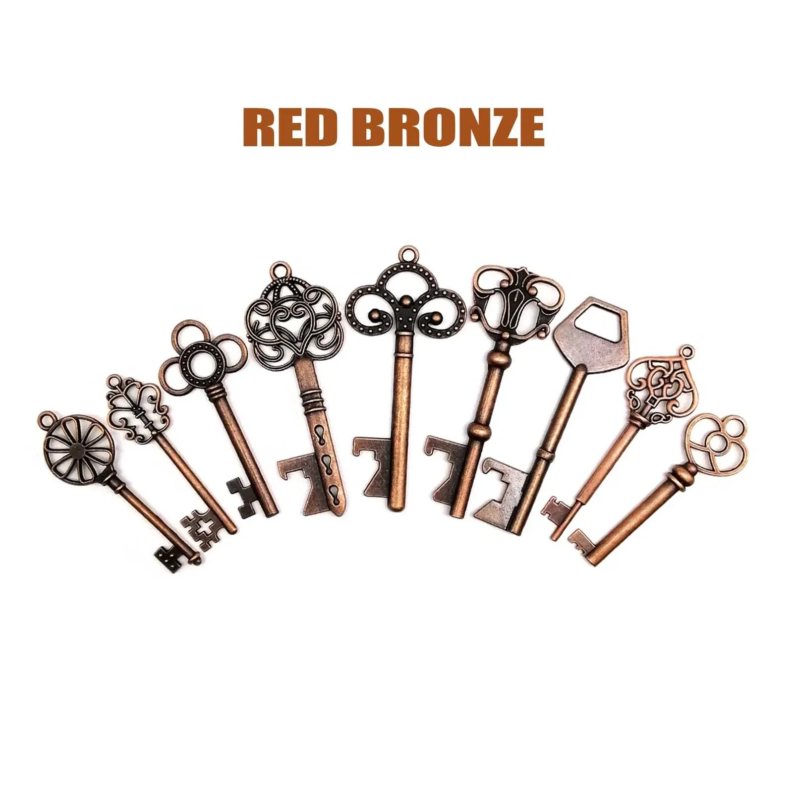 Комплект винтажных ключей для украшений Красный, red bronze