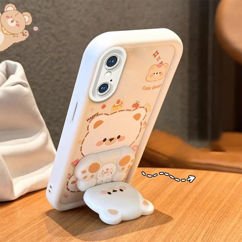 Чехол наIphone x Iphone xs / Айфон X Айфон XS черный/белый, объемный с опорой Мультфильмы с кронштейнами милые JTXX03