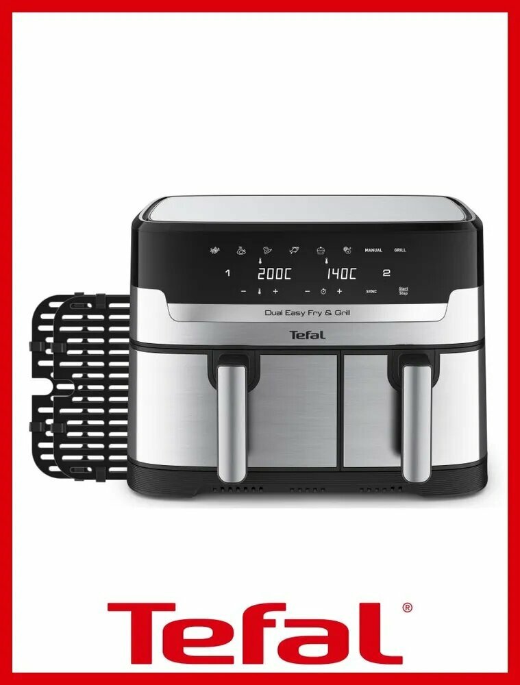 Tefal Аэрогриль Dual Easy Fry Grill EY905D, черно-серый