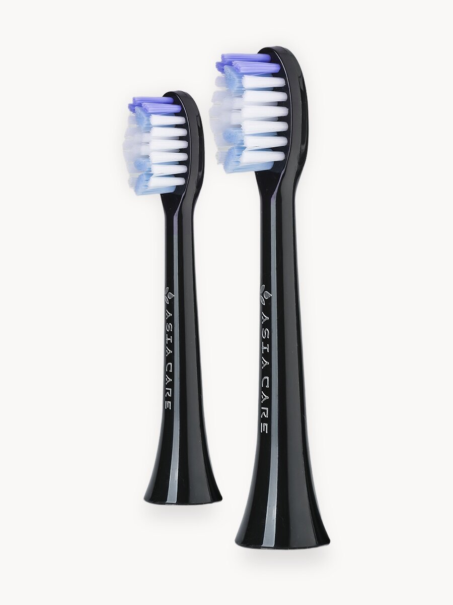Насадки для электрической зубной щетки Asia Care, 2 штуки, черные, жесткие