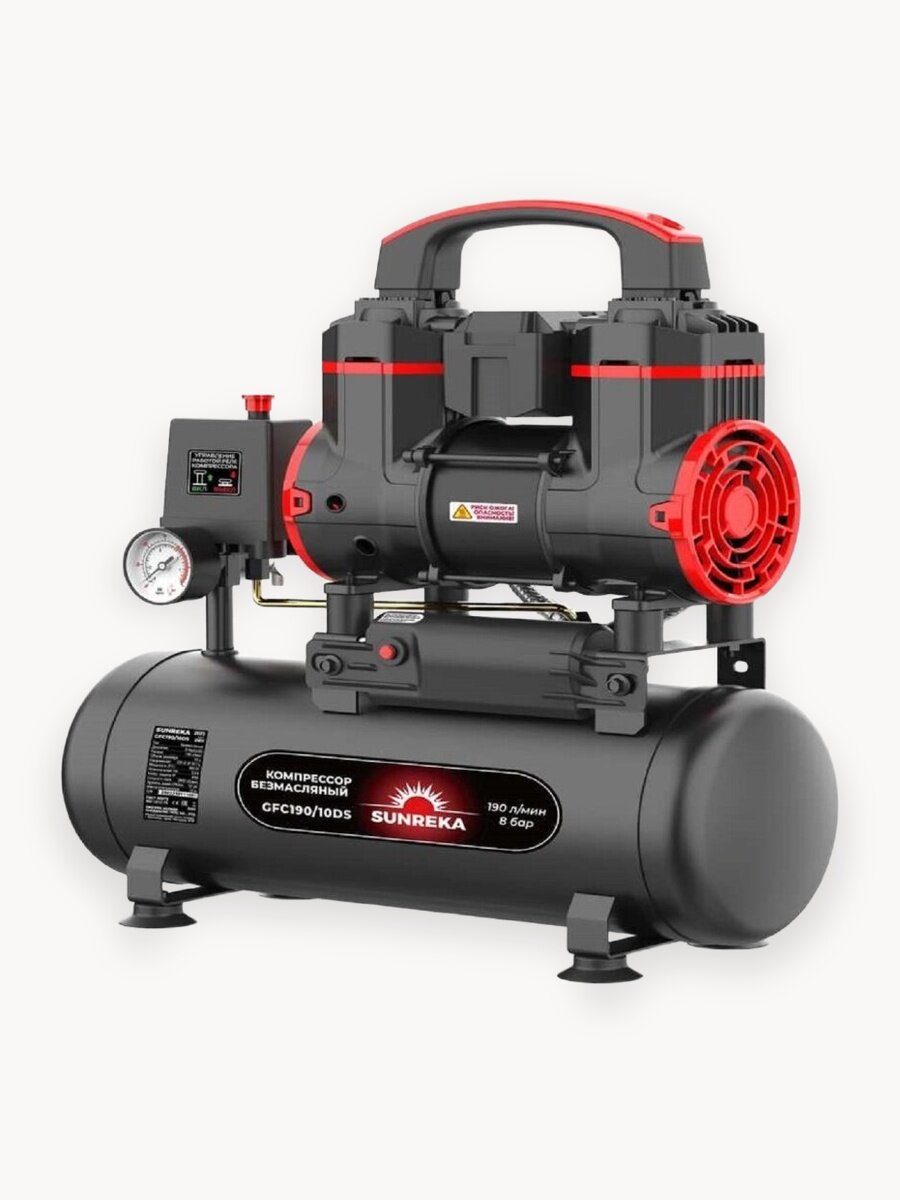 Компрессор поршневой безмасляный SUNREKA GFC190/10DS малошумный