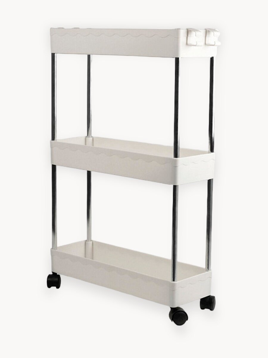 Этажерка на колесиках универсальная Ridberg, для ванной, для кухни, пластиковая, узкая