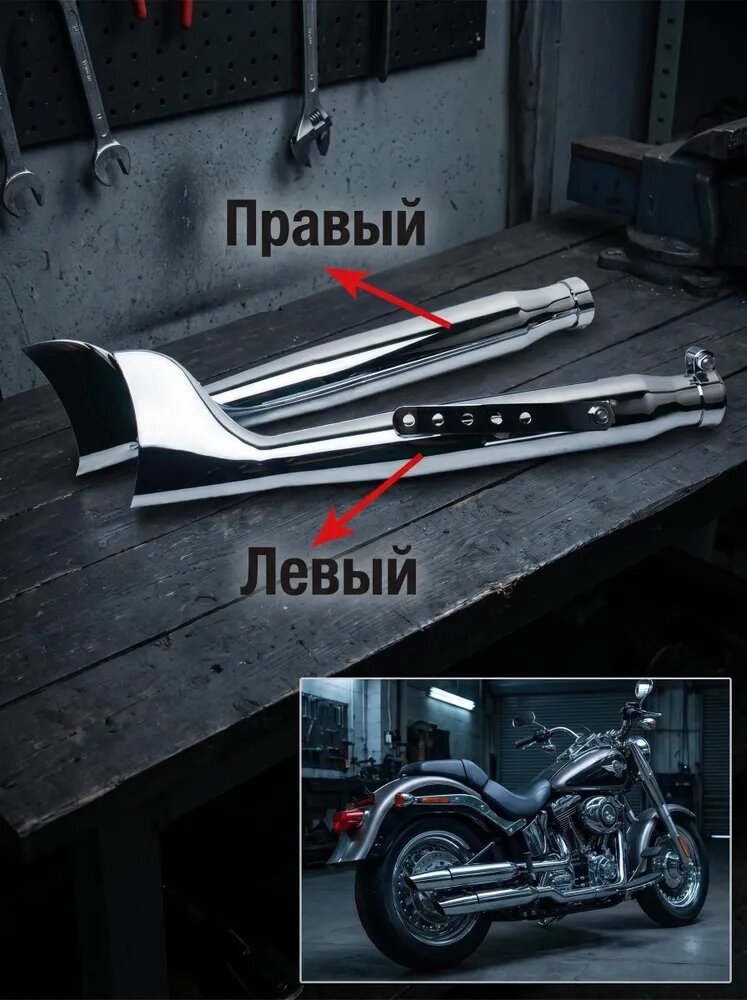 Мотоциклетный глушитель типа рыбий хвост CHMOTOR, из нержавеющей стали, левый и правый выход