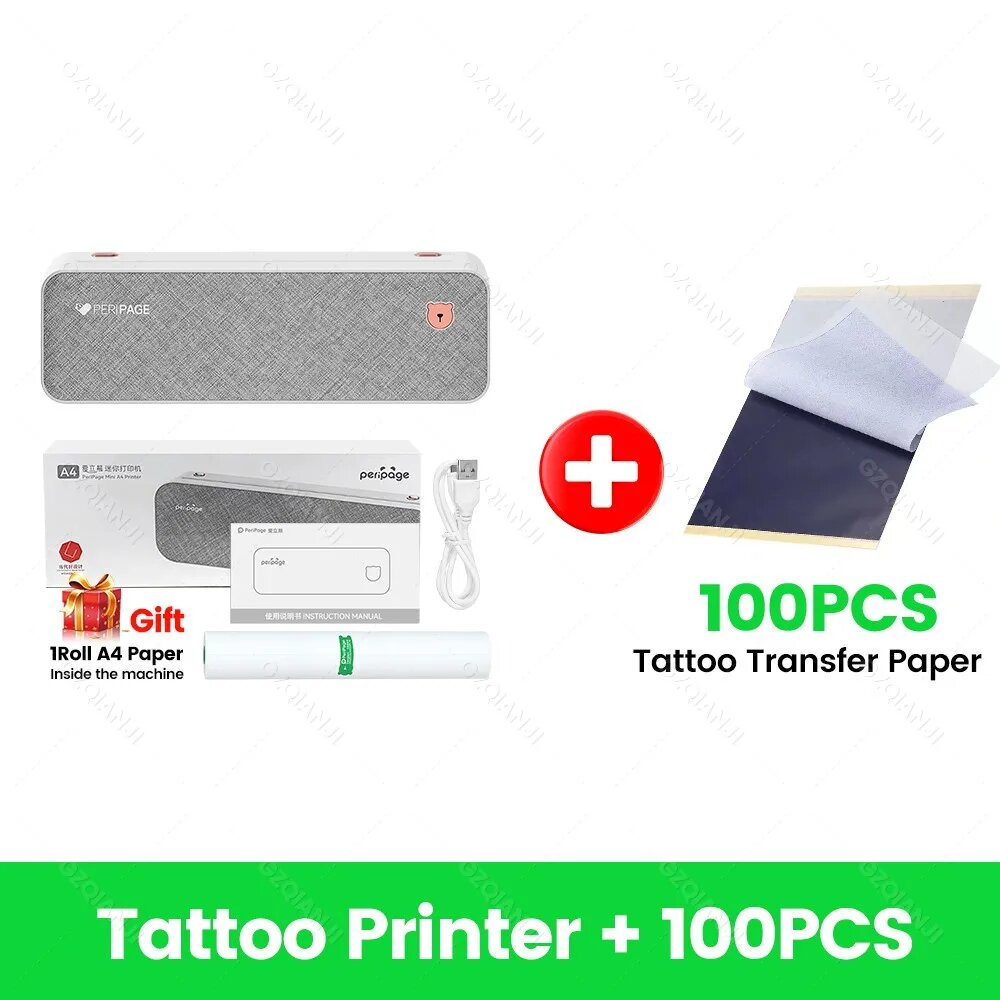 Термопринтер GZQIANJI A40 Bluetooth Синий Gray Add 100pcs