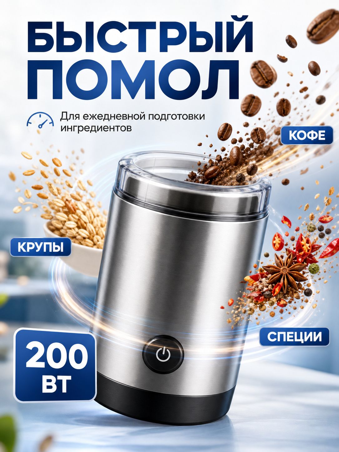 Стационарный блендер 220V-EU, синий