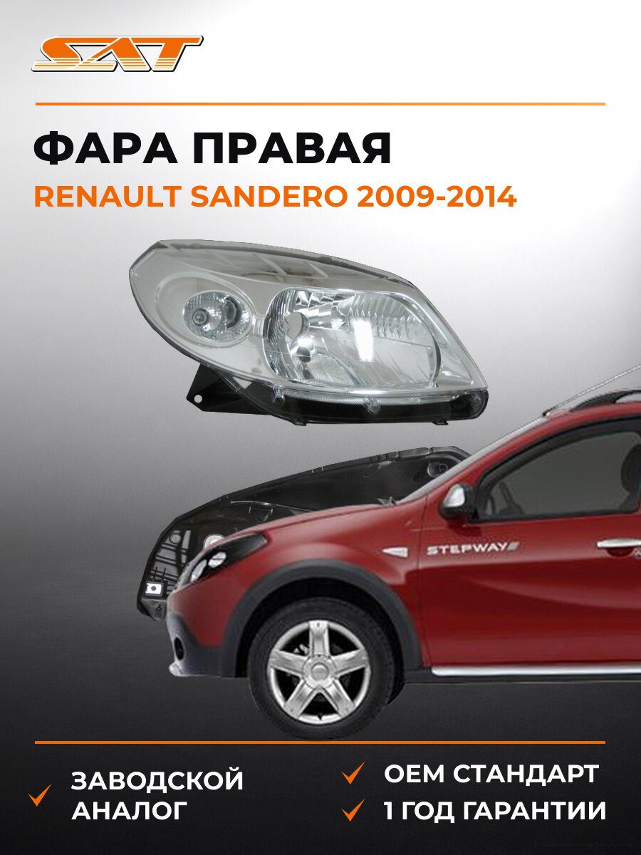 Фара SAT ST5511171R Рено Сандеро Renault Sandero 2009-2014